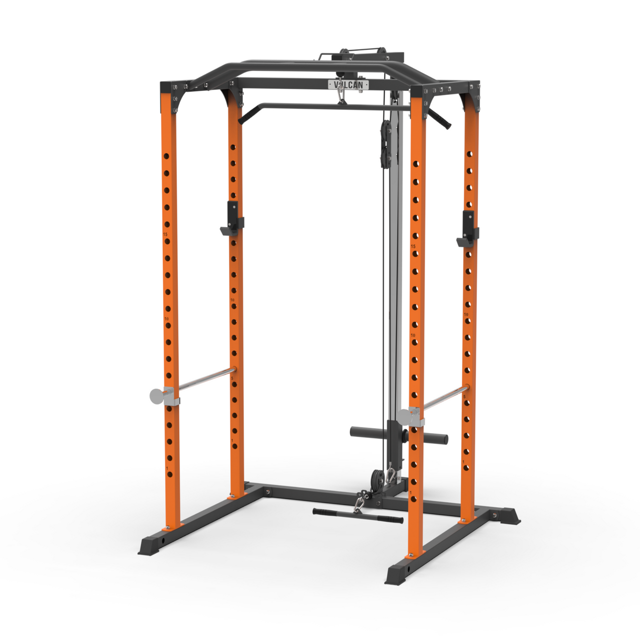 Power Rack with Lat-Pulldown / Low Row Attachment | Vulcan Fitness