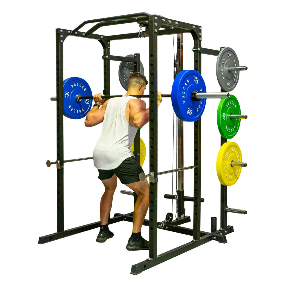 Power Rack with Lat-Pulldown / Low Row Attachment | Vulcan Fitness