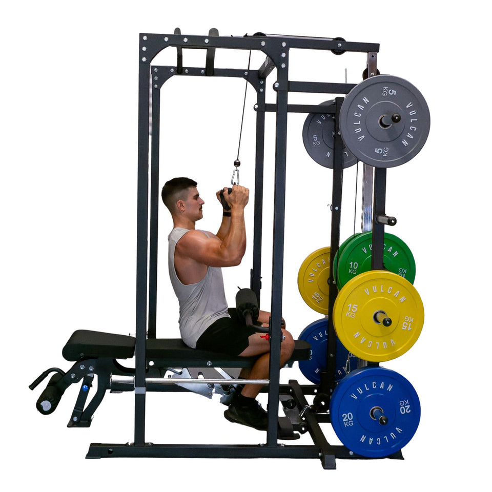 Power Rack with Lat-Pulldown / Low Row Attachment | Vulcan Fitness
