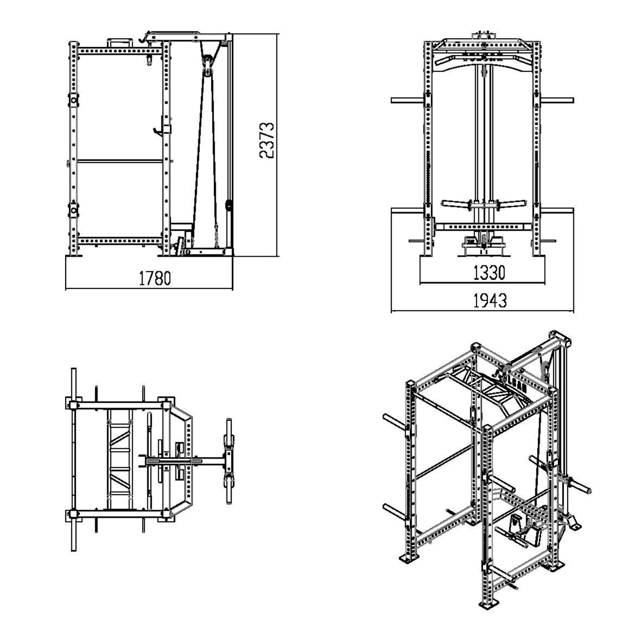 Commercial Power Rack & Lat-Pulldown / Low Row Attachment | Vulcan Fitness