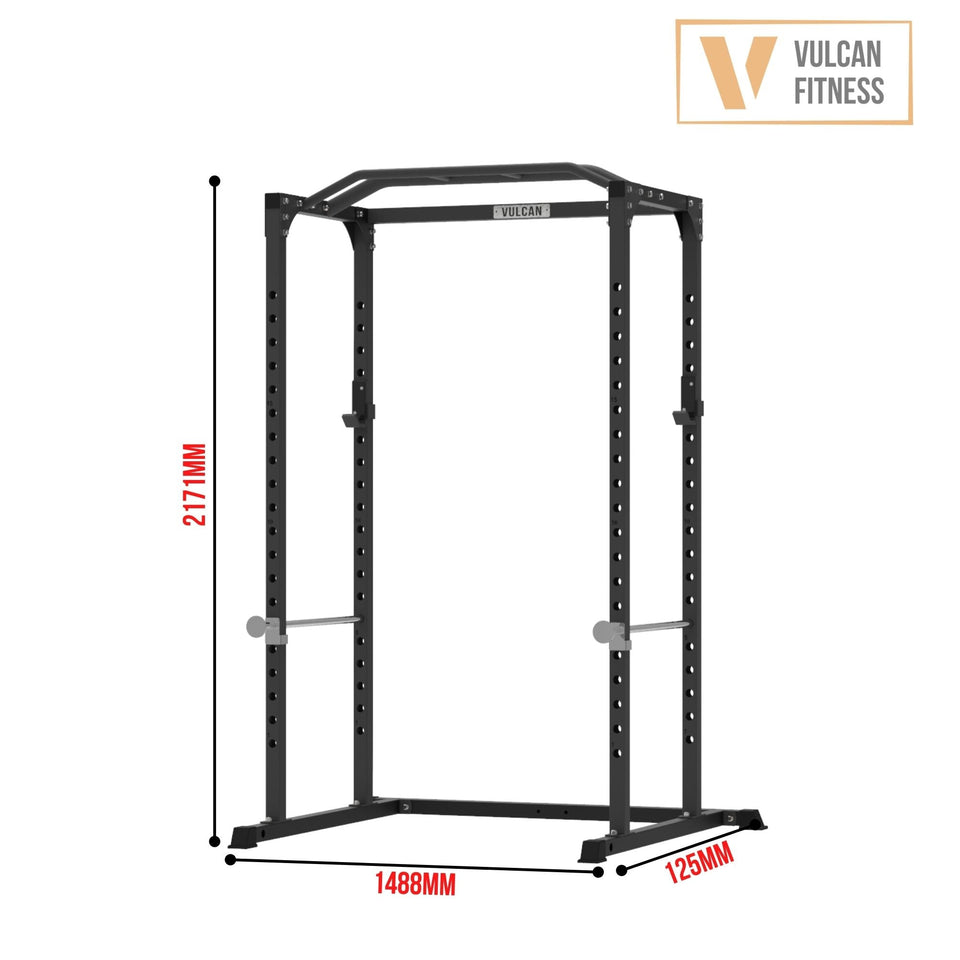 VULCAN Home Gym Power Cage, Olympic Barbell, 100kg Black Bumper Weight